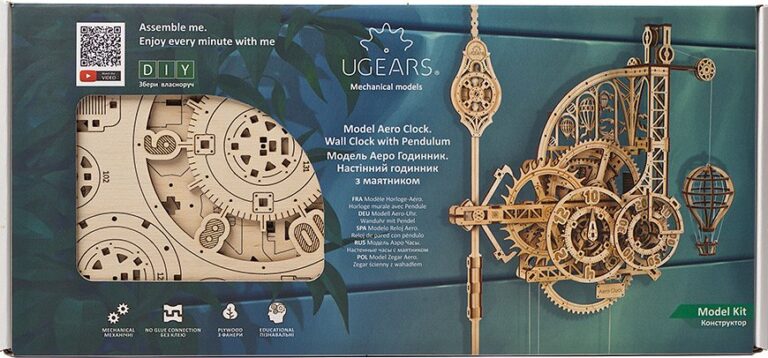 UGears Mechanical Plywood Models – Aero Wall Clock with Pendulum ...
