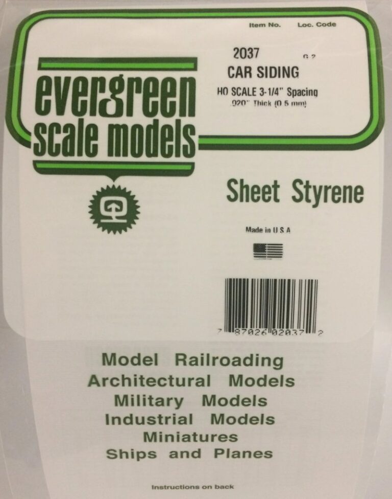 Evergreen Styrene Sheet – Car Siding HO Scale 3-1/4″ Spacing – #2037 ...
