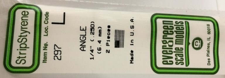 Evergreen Styrene Angle – 6.4mm – 297 – 3 Strips per pack – Mr Models