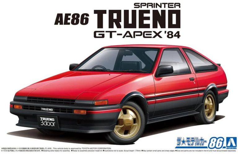 Aoshima 1:24th scale vehicle kitset – 1984 Toyota AE86 Sprinter Trueno ...