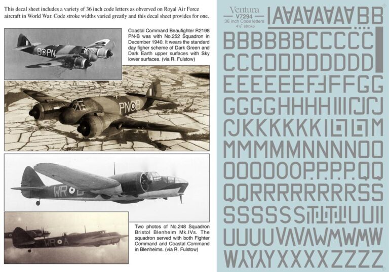 Ventura 1:72nd scale Decals – Grey 36 inch letters for RAF, RAAF, RCAF ...